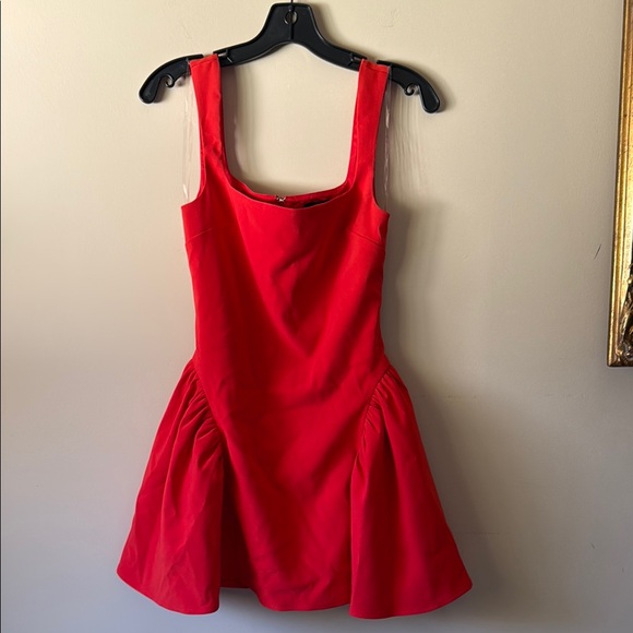 Papermoon | Dresses | Papermoon Red Pleated Fit And Flare Mini Dress ...